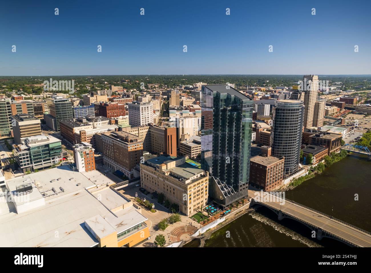 Aerial view of downtown Grand Rapids, is second largest metropolitan ...