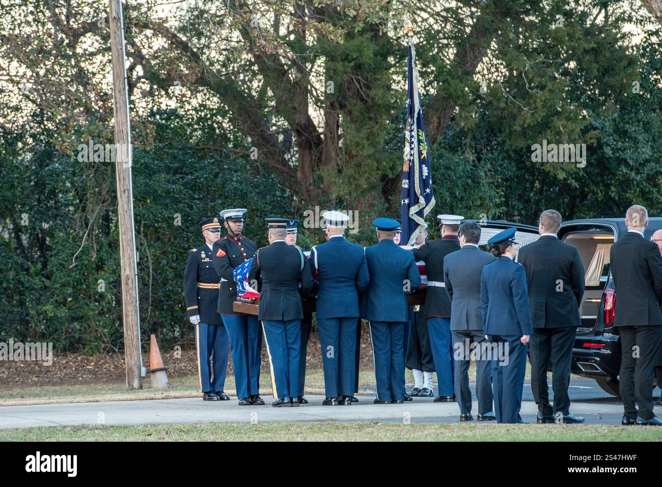 United States service members and color guard participate in ceremonial ...