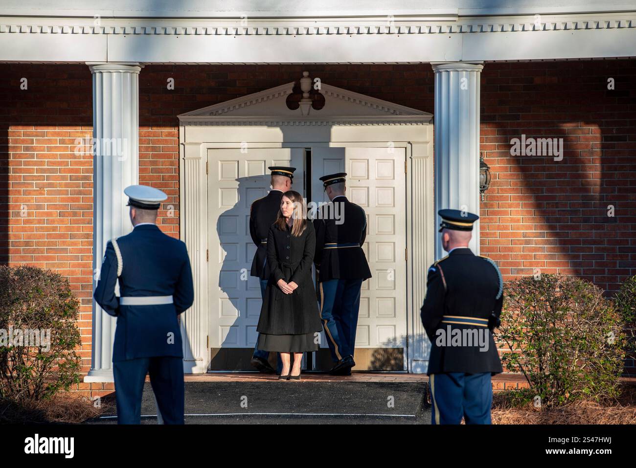 Pastor Ashley Guthas stands in front of church for a private funeral ...