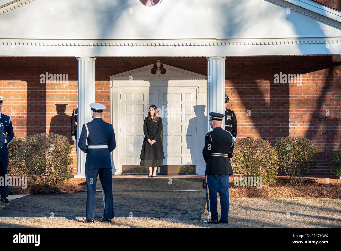 Pastor Ashley Guthas stands in front of church for a private funeral ...