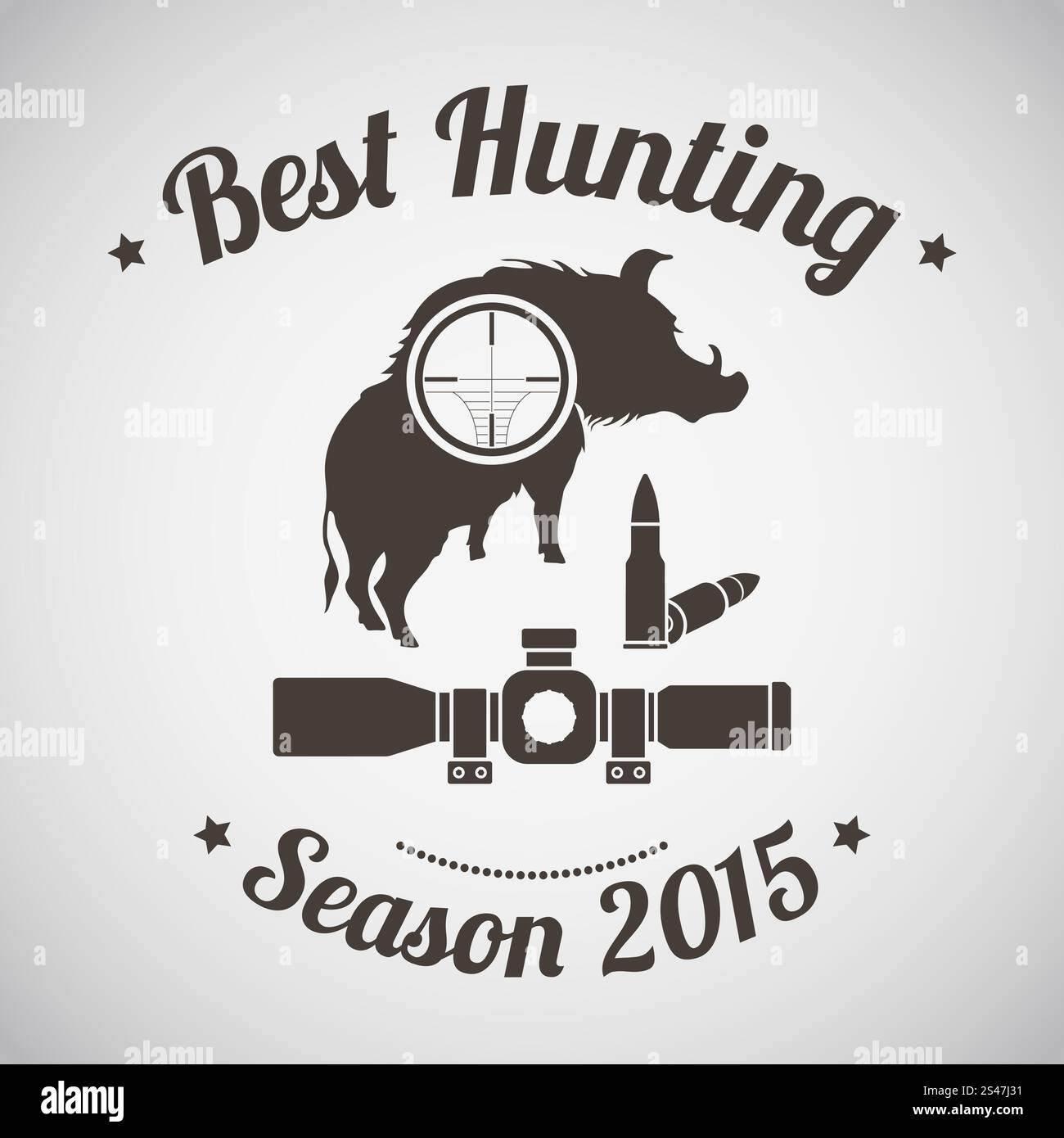 Hunting Vintage Emblem. Wild Boar Silhouette With Scope on It and Rifle ...