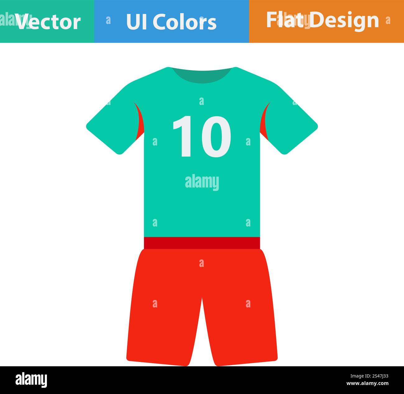 Flat design icon of football uniform in ui colors. Vector illustration ...