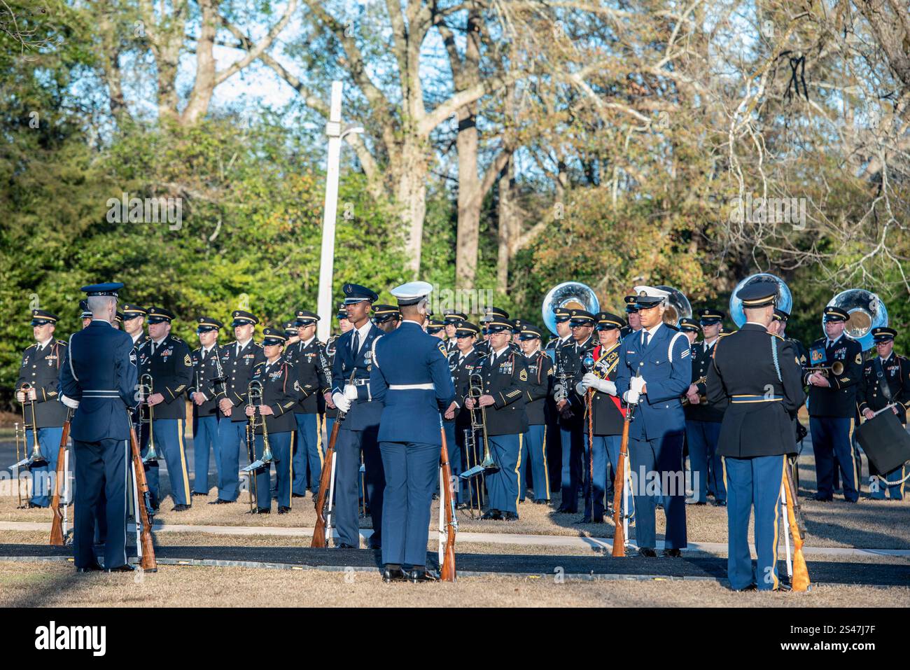 United States service members with the 282nd Army Band march in ...