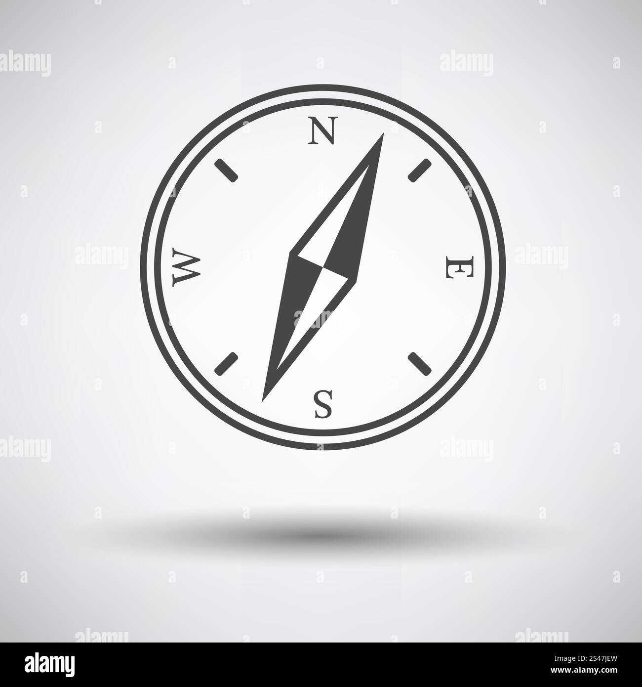Compass icon on gray background with round shadow. Vector illustration ...