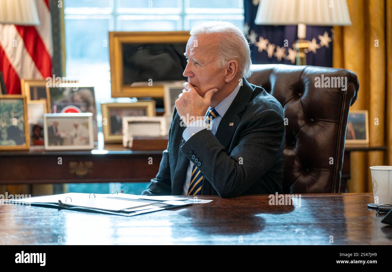 United States President Joe Biden, joined by US Vice President Kamala ...