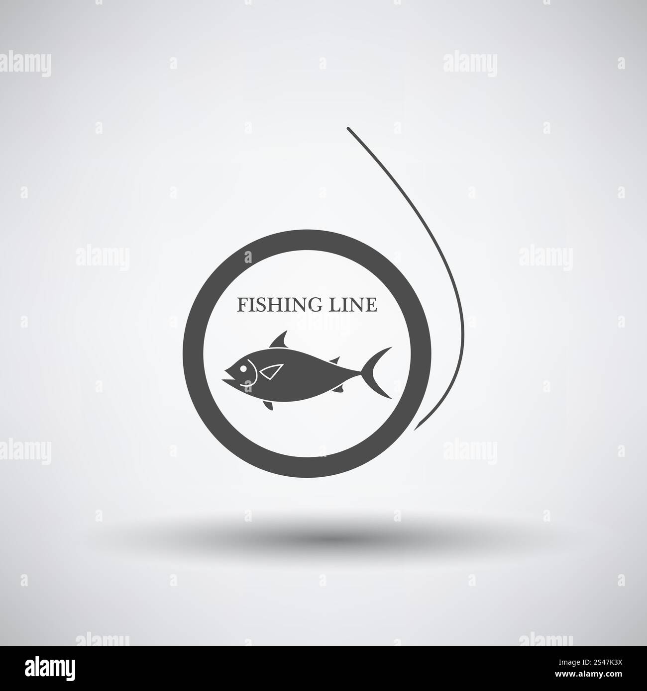 Fishing icon with fishing line over gray background. Vector ...