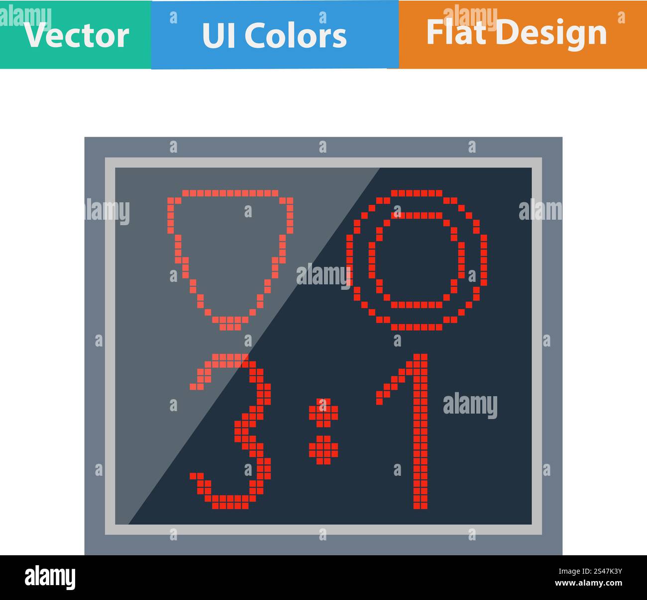 Flat design icon of football scoreboard in ui colors. Vector ...