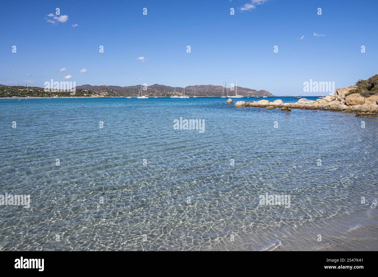 the beautiful Cala Porto Giunco beach in Villasimius with white sand ...