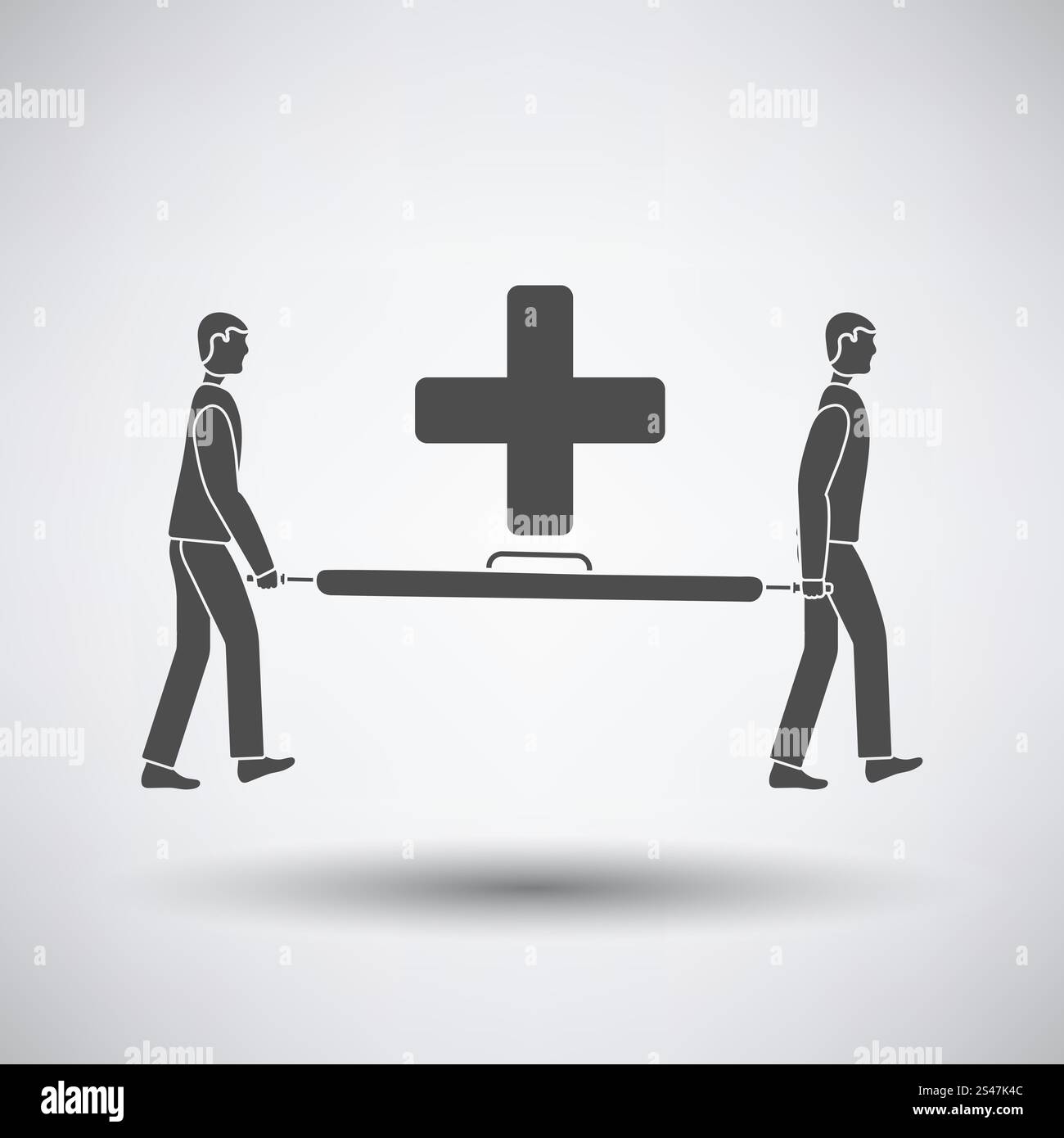Soccer medical staff carrying stretcher icon on gray background with ...