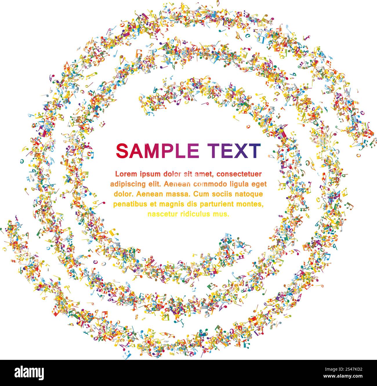 Multicolor Musical Design From Music Staff Spirals With Copy Space ...