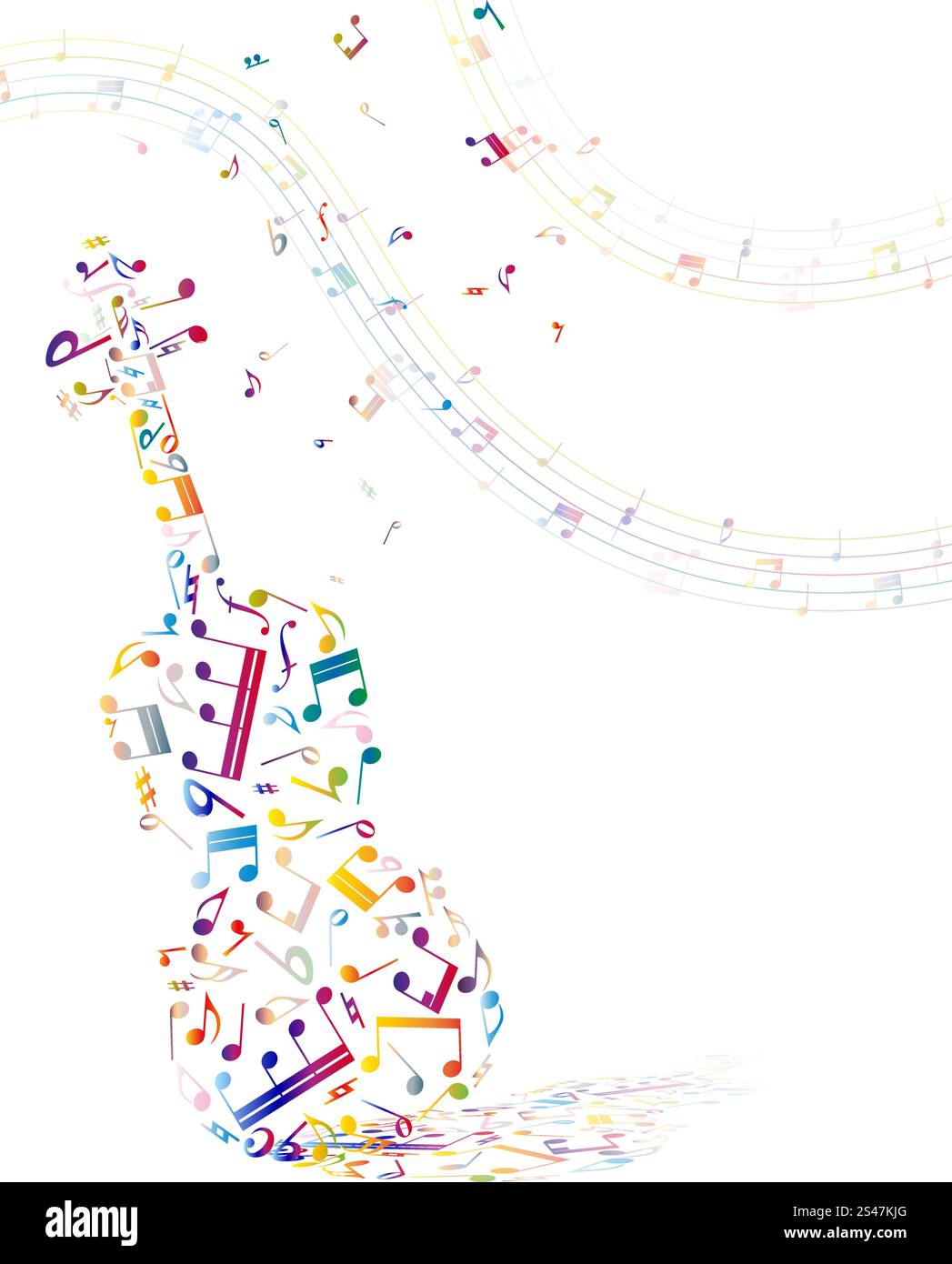 Musical background with violin from colorful notes. Vector illustration ...