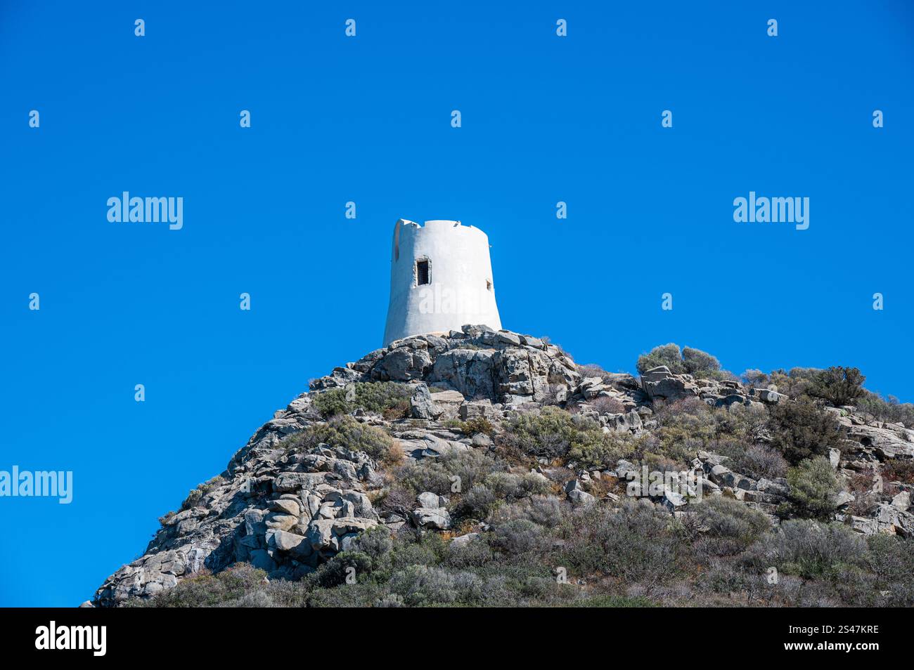 The tower of Porto Giungo in VIllasimius Stock Photo - Alamy