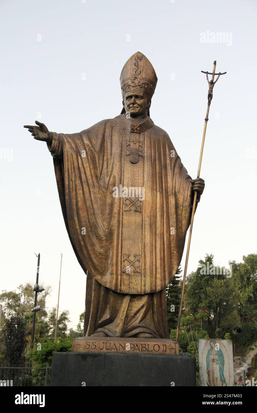 Mexico City, Mexico - Nov 26 2024: Bronze sculpture of Pope John Paul ...