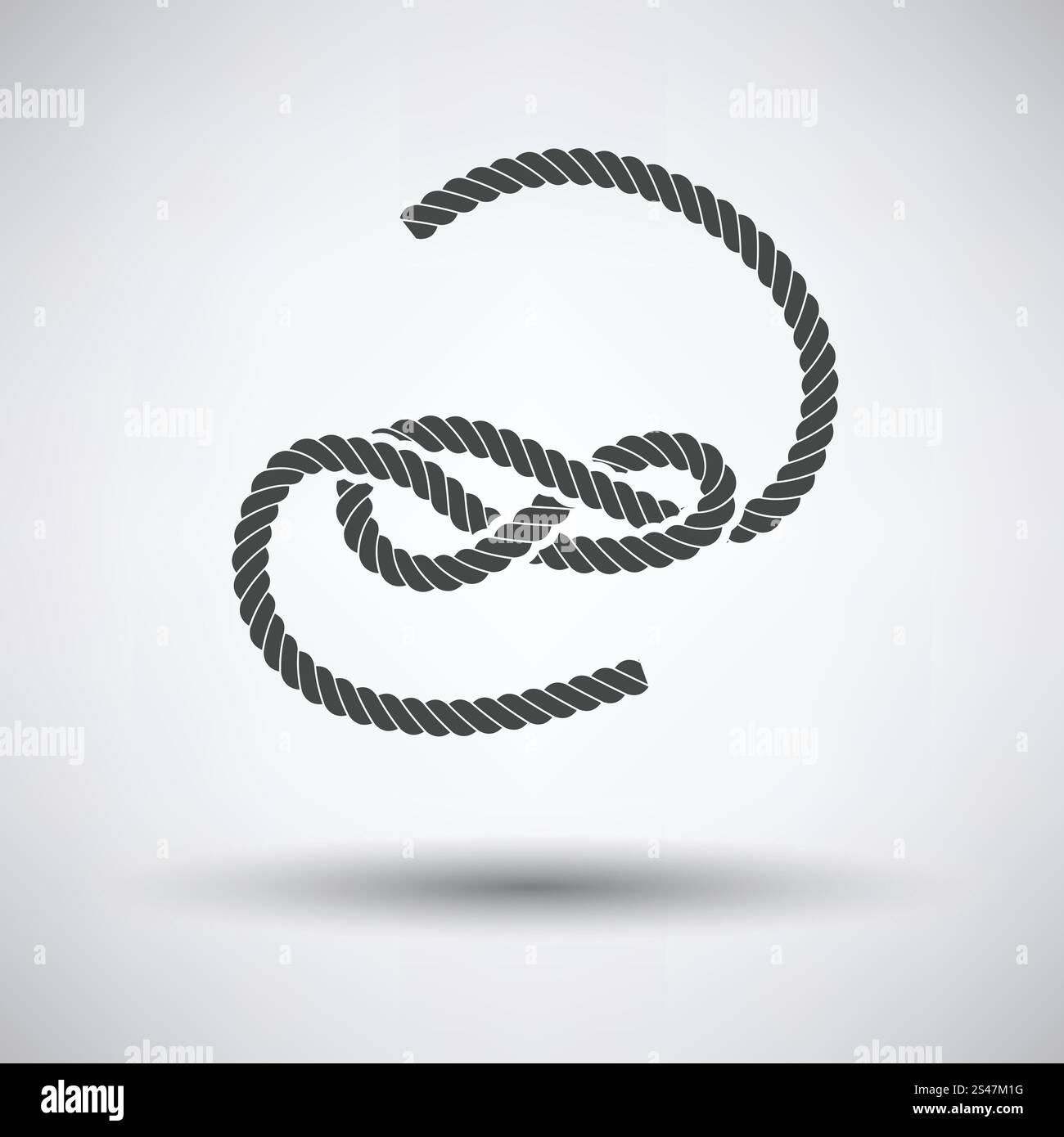 Knoted rope icon on gray background with round shadow. Vector ...