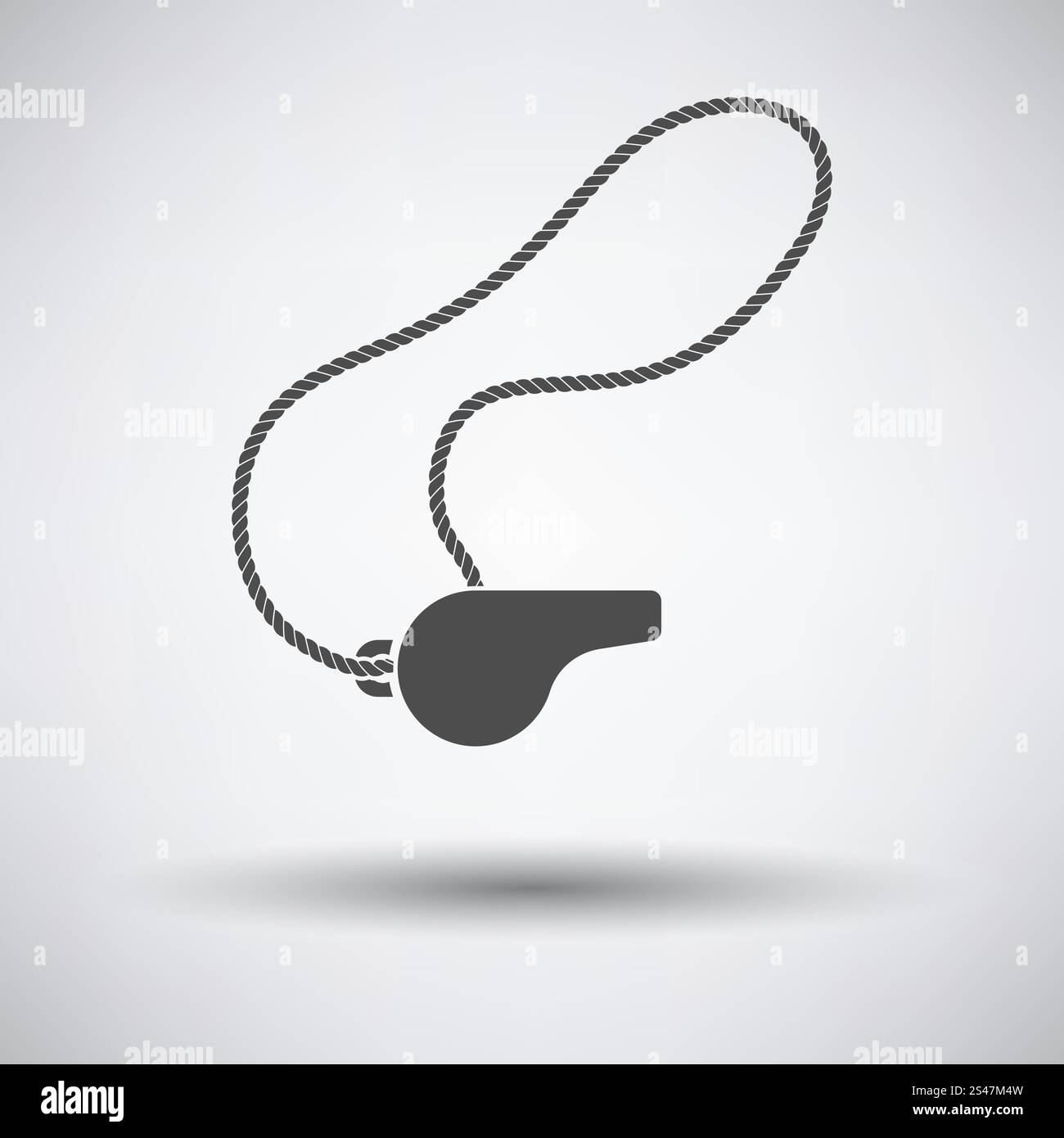 Whistle on lace icon on gray background with round shadow. Vector ...