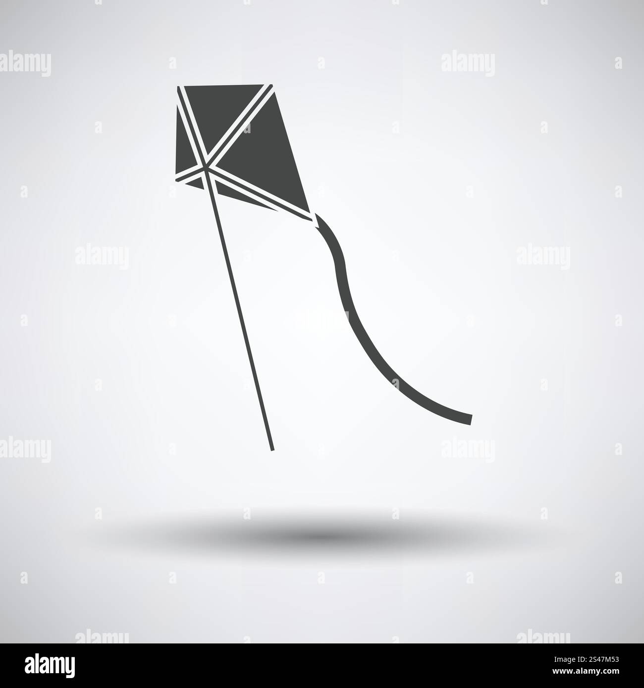 Kite in sky icon on gray background with round shadow. Vector ...
