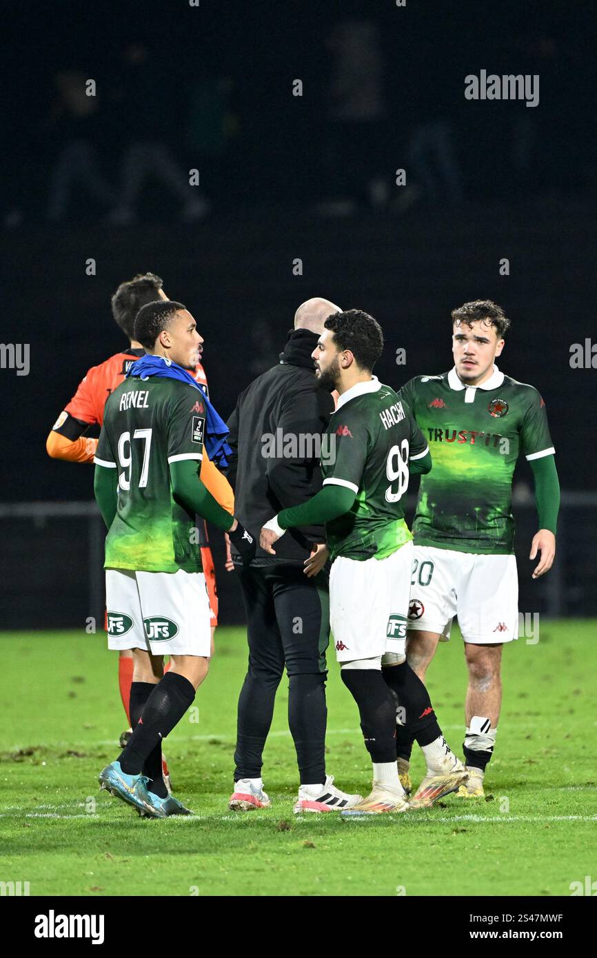 97 Samuel RENEL (red) - 98 Ryad HACHEM (red) - 20 Dylan DURIVAUX (red) during the Ligue 2 BKT ...