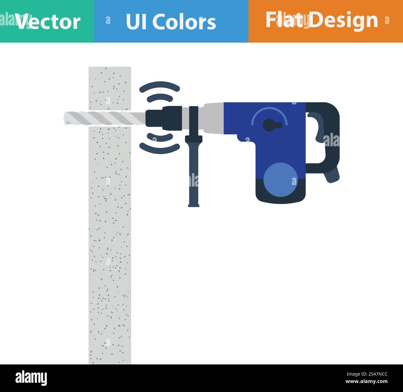 Flat design icon of perforator drilling wall in ui colors. Vector ...