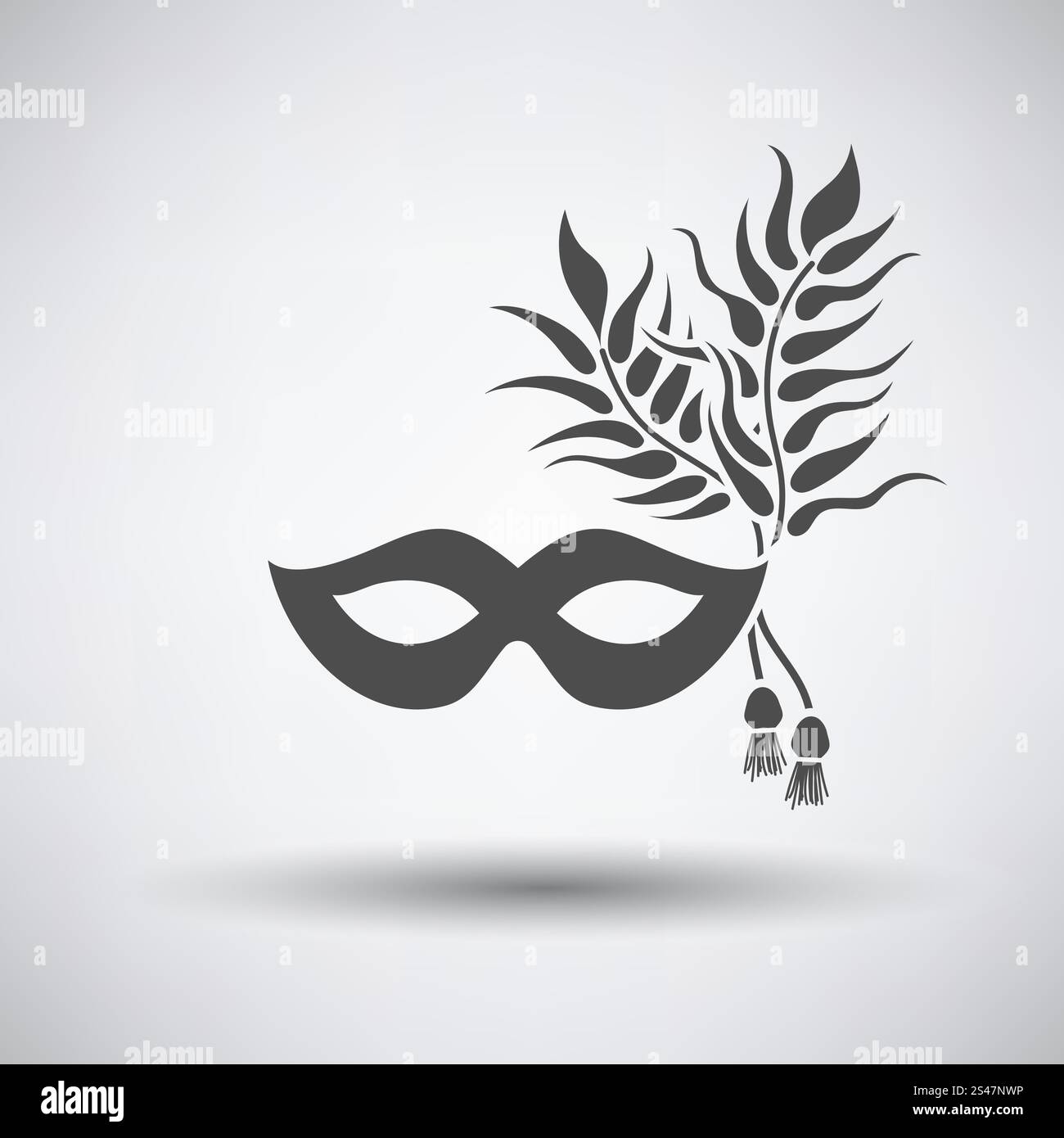 Party carnival mask icon on gray background with round shadow. Vector ...