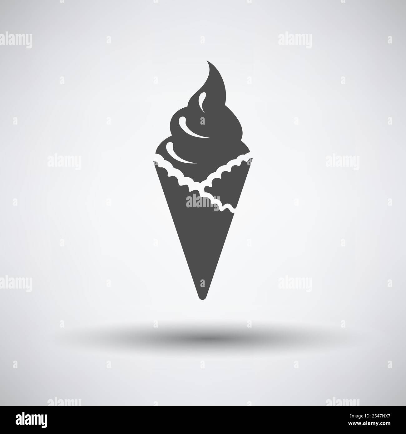Ice cream icon on gray background with round shadow. Vector ...