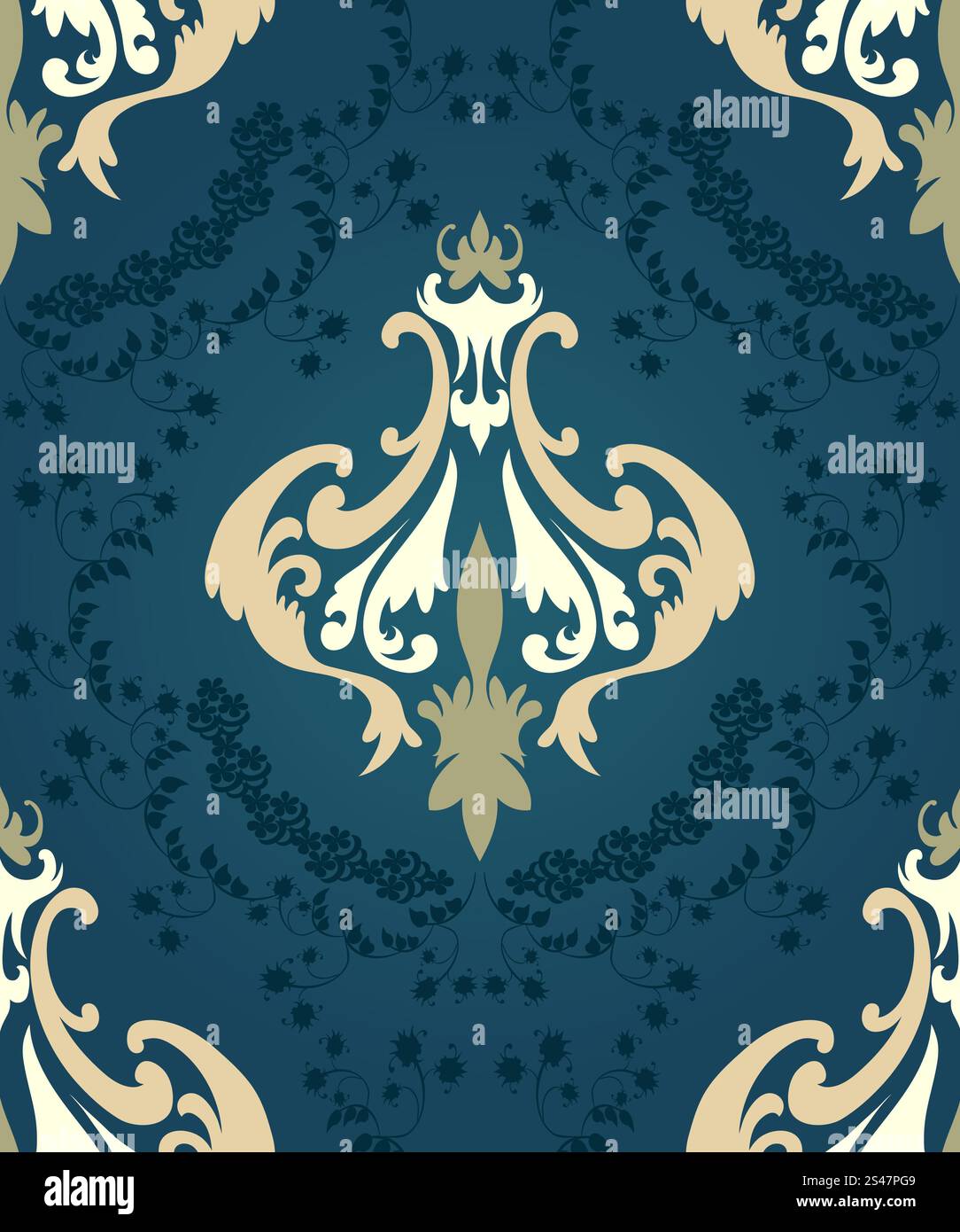 Damask seamless pattern from floral and swirl elements. Vector ...