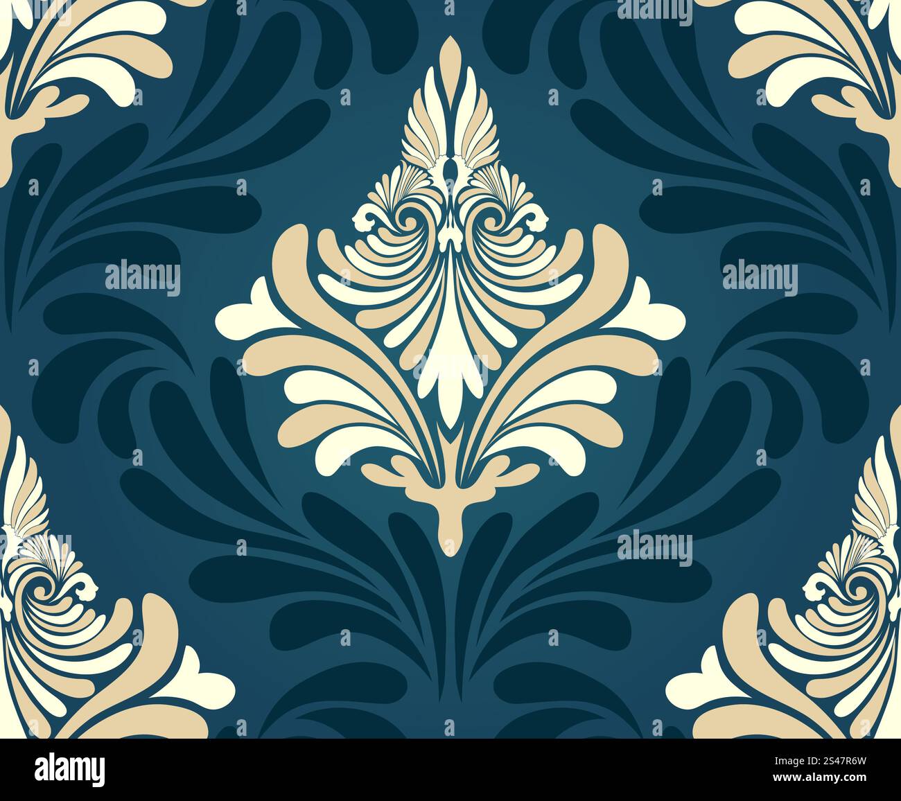 Damask seamless pattern from floral and swirl elements. Vector ...