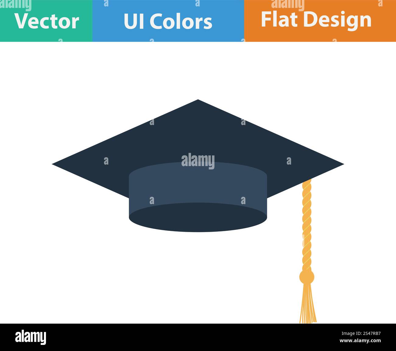 Flat design icon of Graduation cap in ui colors. Vector illustration ...