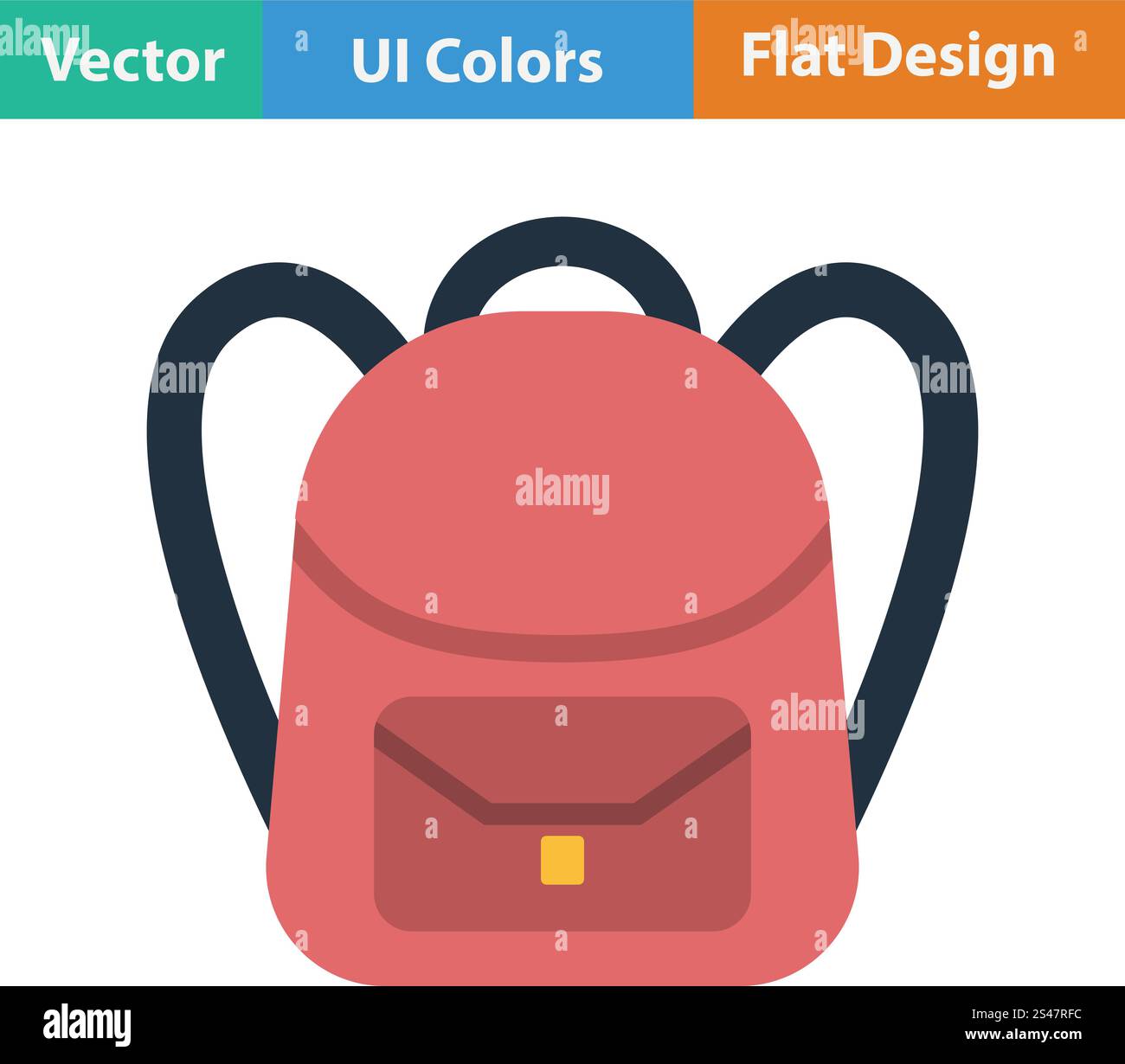 Flat design icon of School rucksack in ui colors. Vector illustration ...