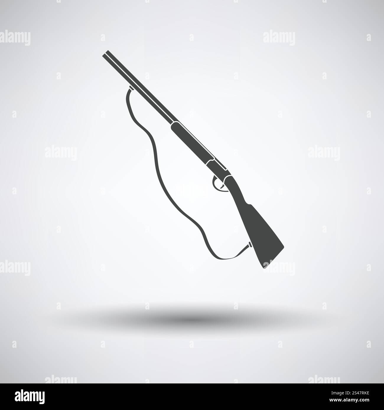 Hunting gun icon on gray background with round shadow. Vector ...