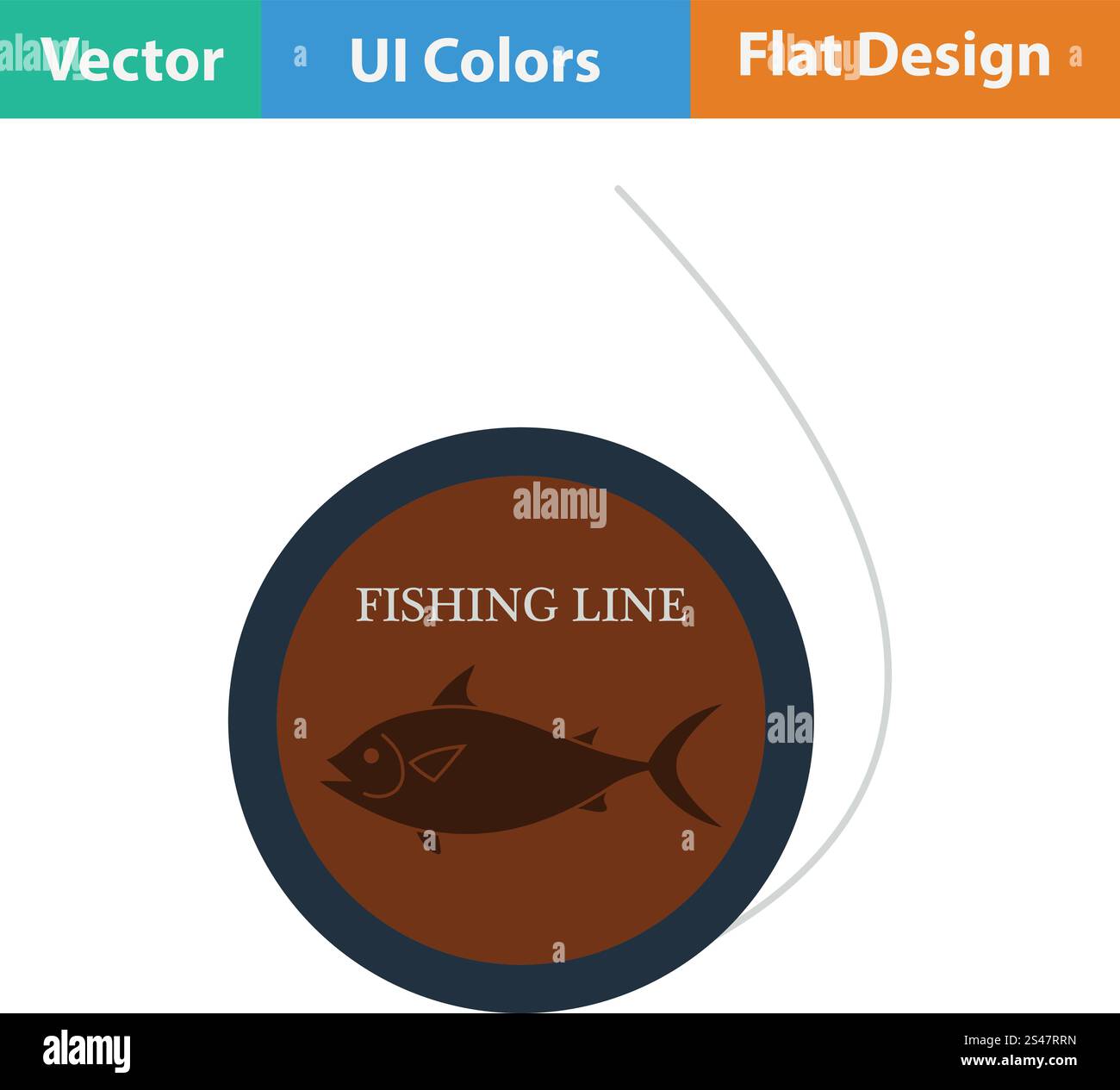 Flat design icon of fishing line. Flat design icon of fishing line in ...
