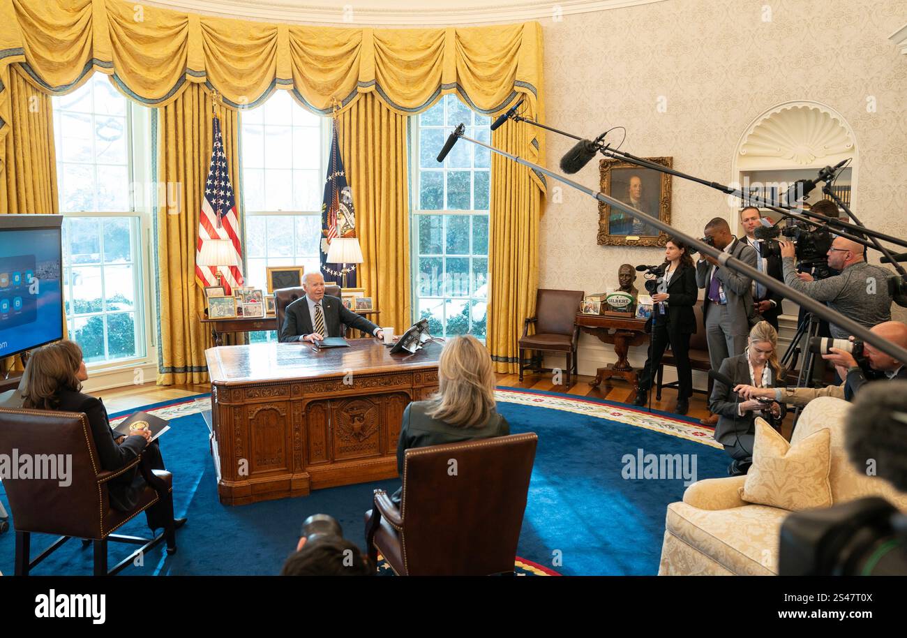 President Joe Biden, joined by Vice President Kamala Harris and White ...