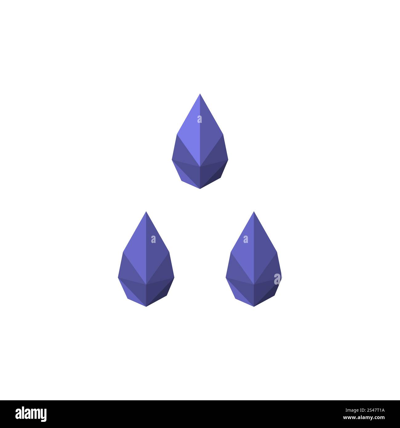 Illustration of three simple origami water drops isolated on white ...