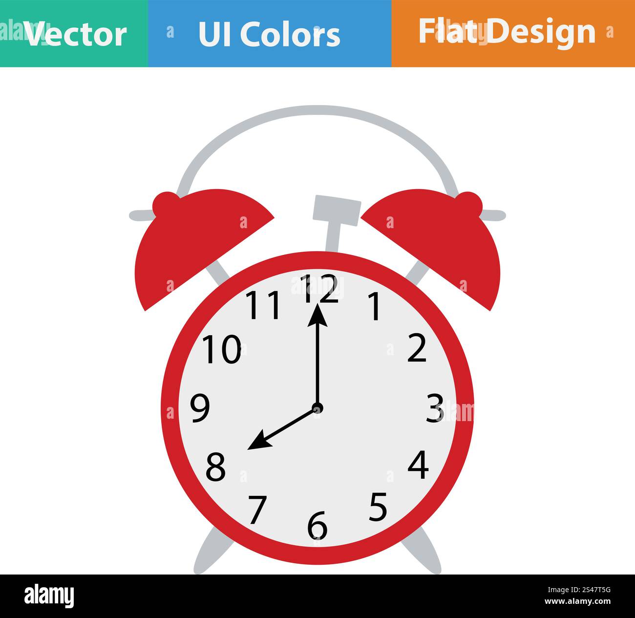 Flat design icon of Alarm clock in ui colors. Vector illustration Stock ...