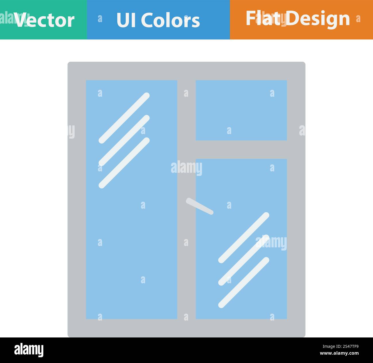 Flat design icon of closed window frame in ui colors. Vector ...