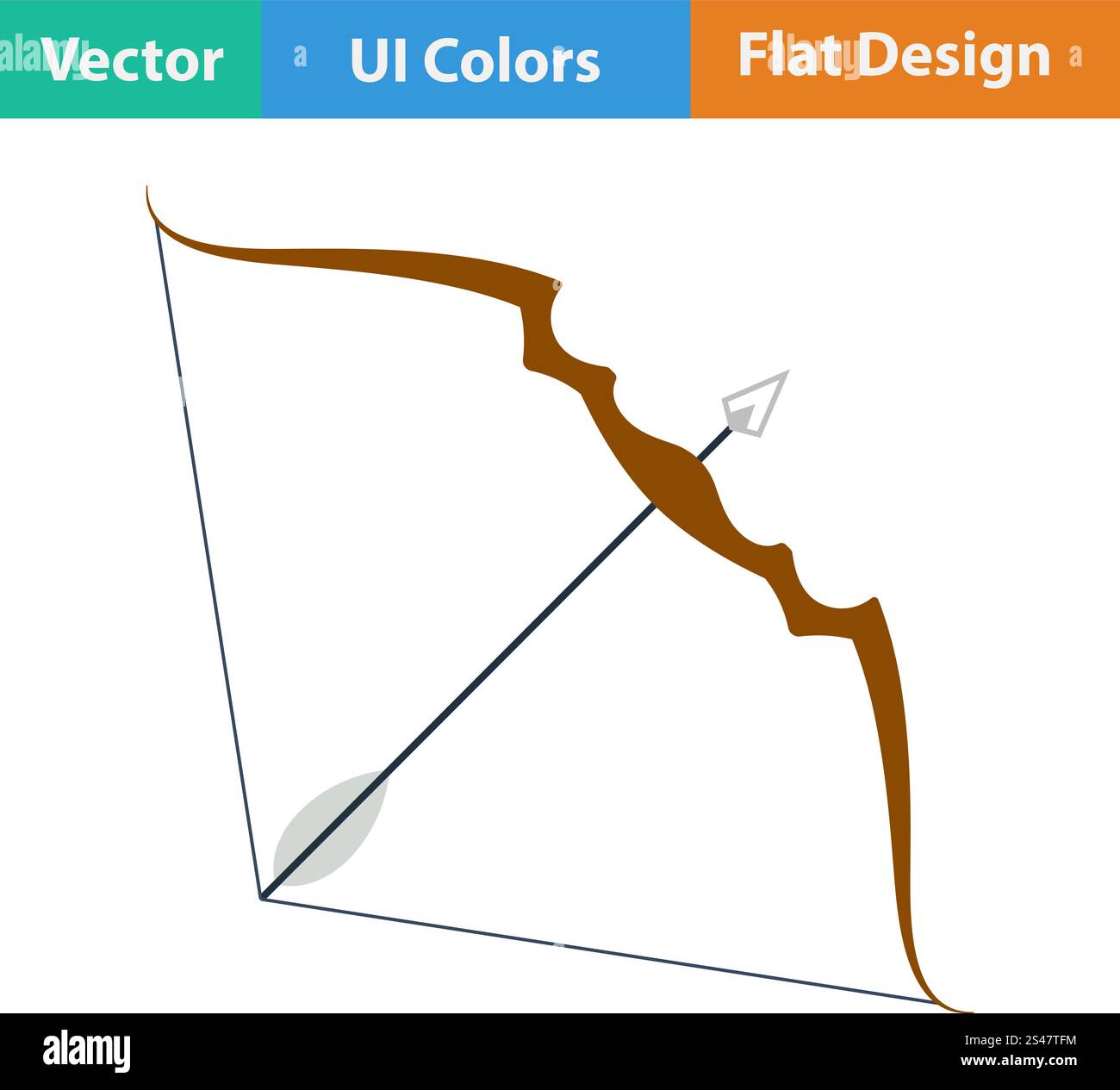 Flat design icon of bow and arrow in ui colors. Vector illustration ...
