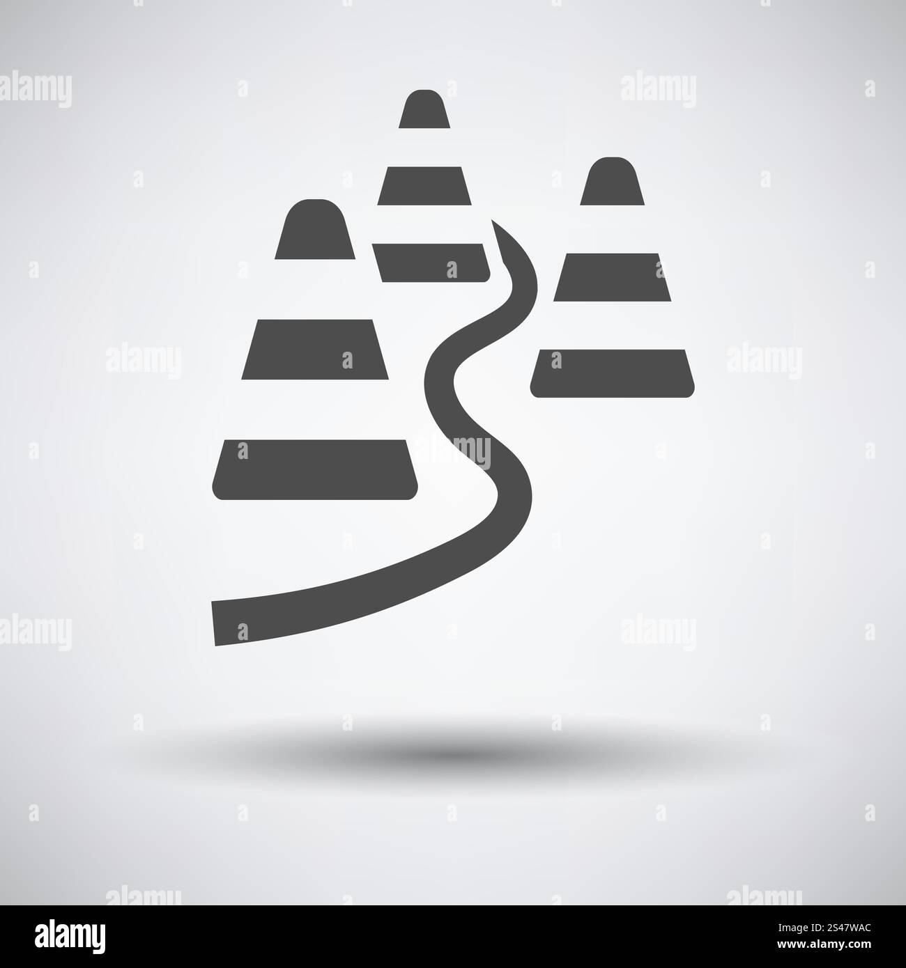 Soccer training cones icon on gray background with round shadow. Vector ...