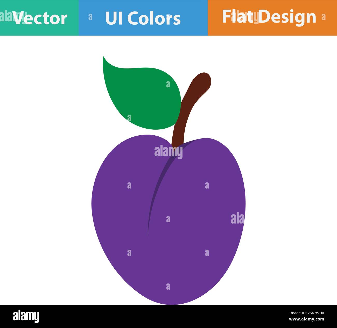 Flat design icon of Plum in ui colors. Vector illustration Stock Vector ...