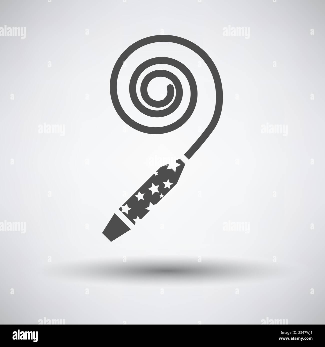 Party whistle icon on gray background with round shadow. Vector ...