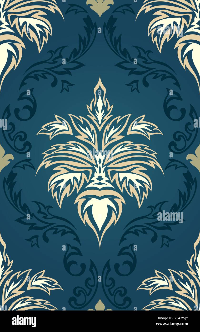Damask seamless pattern from floral and swirl elements. Vector ...