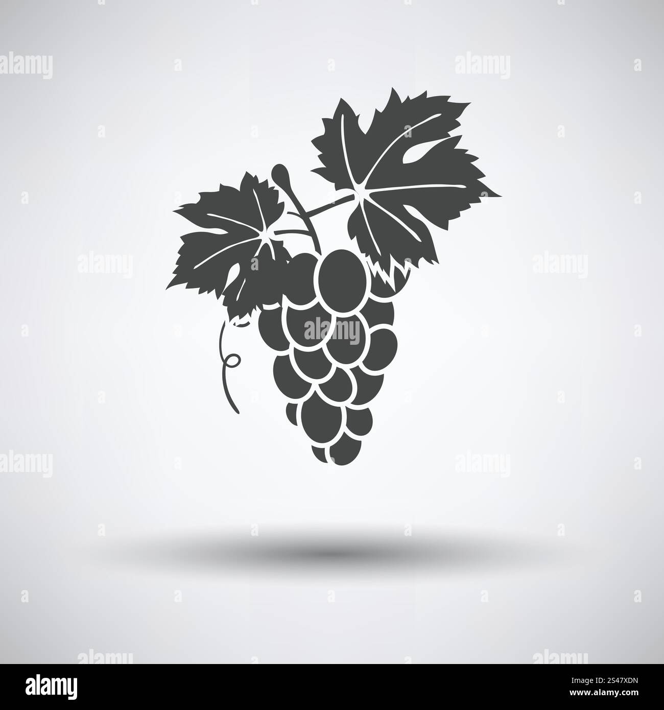 Grape icon on gray background with round shadow. Vector illustration ...