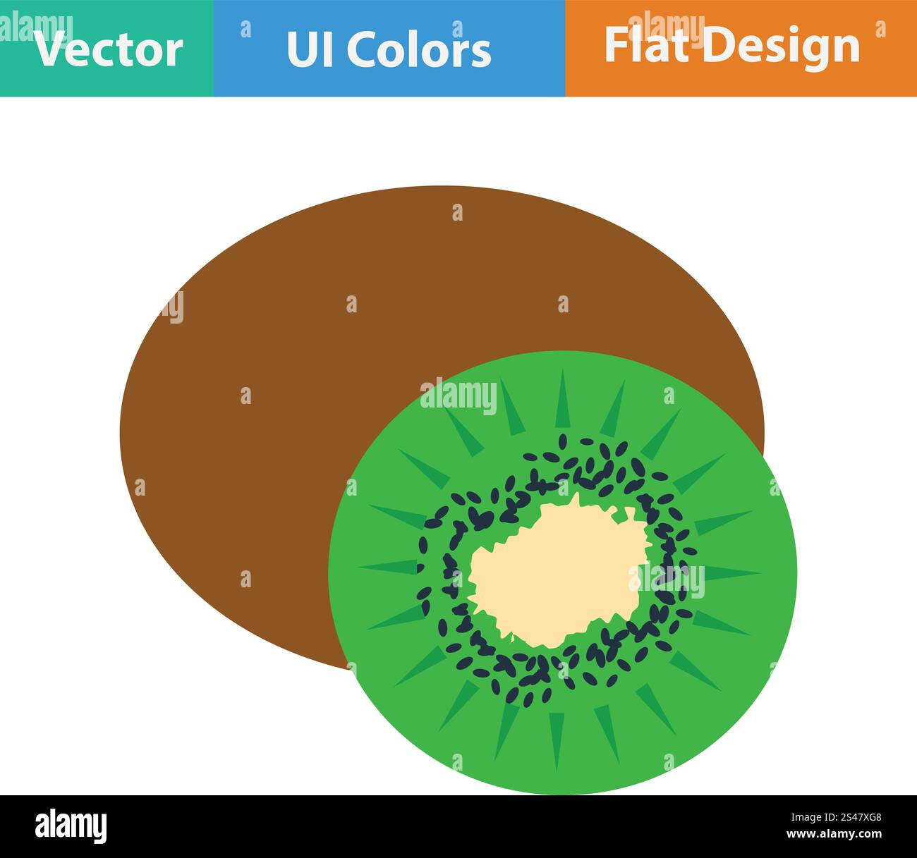 Flat design icon of Kiwi in ui colors. Vector illustration Stock Vector ...