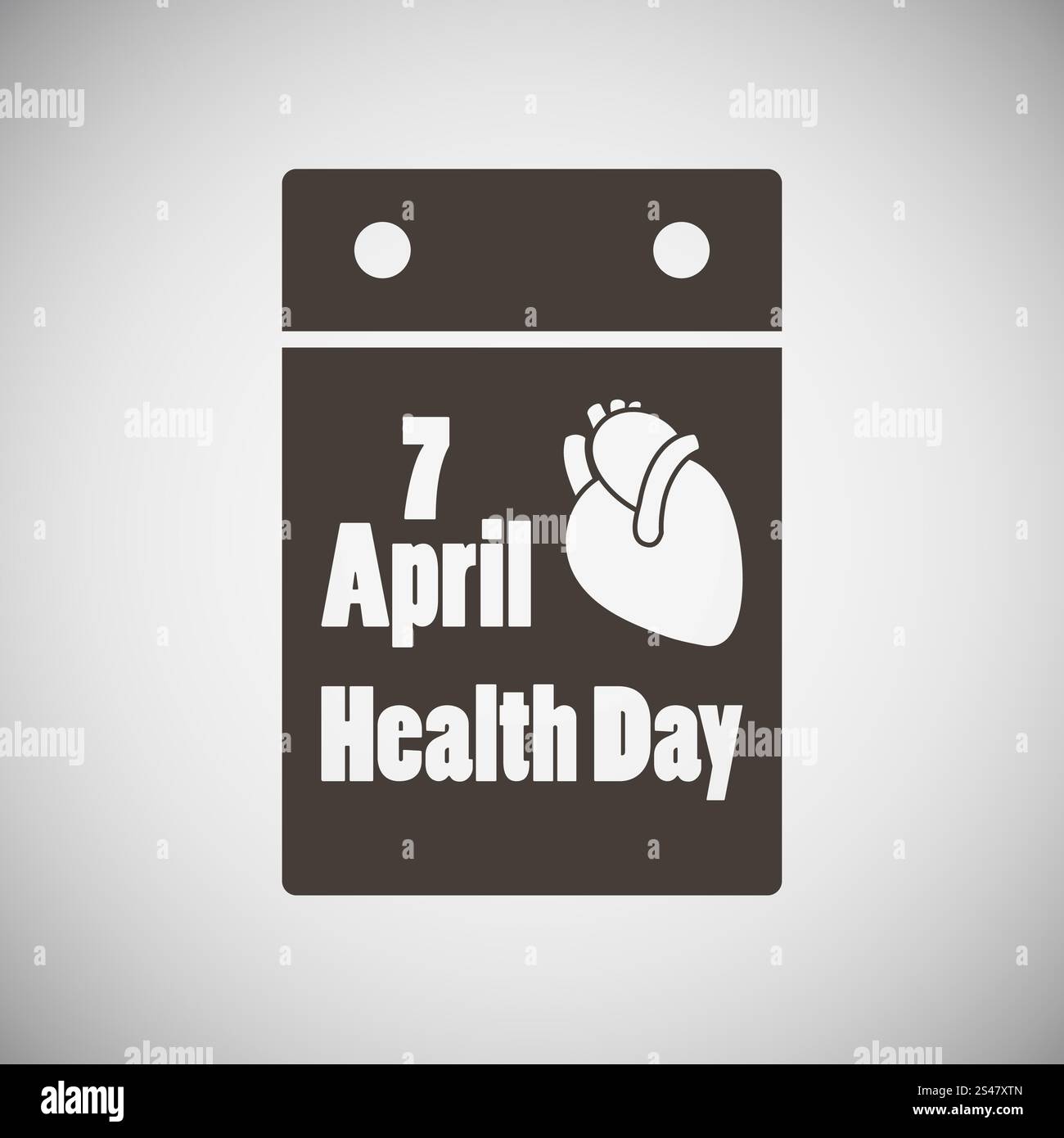 Health day emblem with calendar date and heart on grey background ...