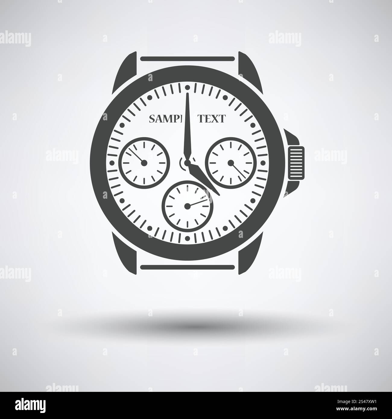 Watches icon on gray background with round shadow. Vector illustration ...