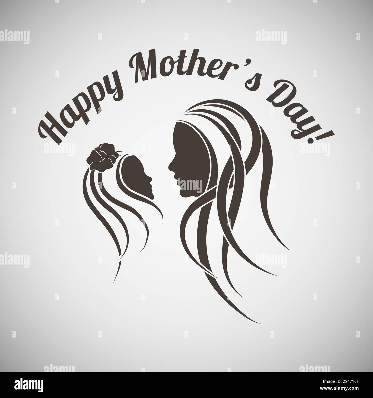 Mother’s day emblem with silhouettes of mother and daughter. Vector ...