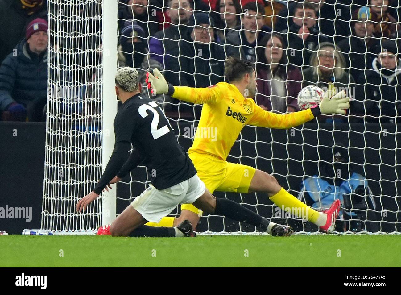 Aston Villa's Morgan Rogers scores their side's second goal of the game ...