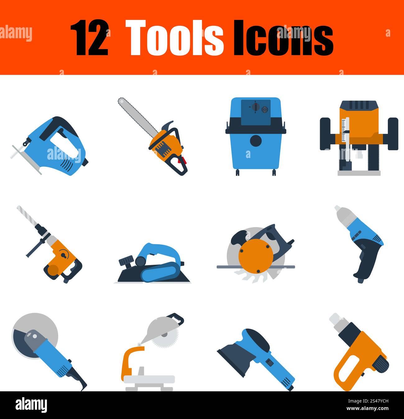 Flat design tools icon set in ui colors. Vector illustration Stock ...