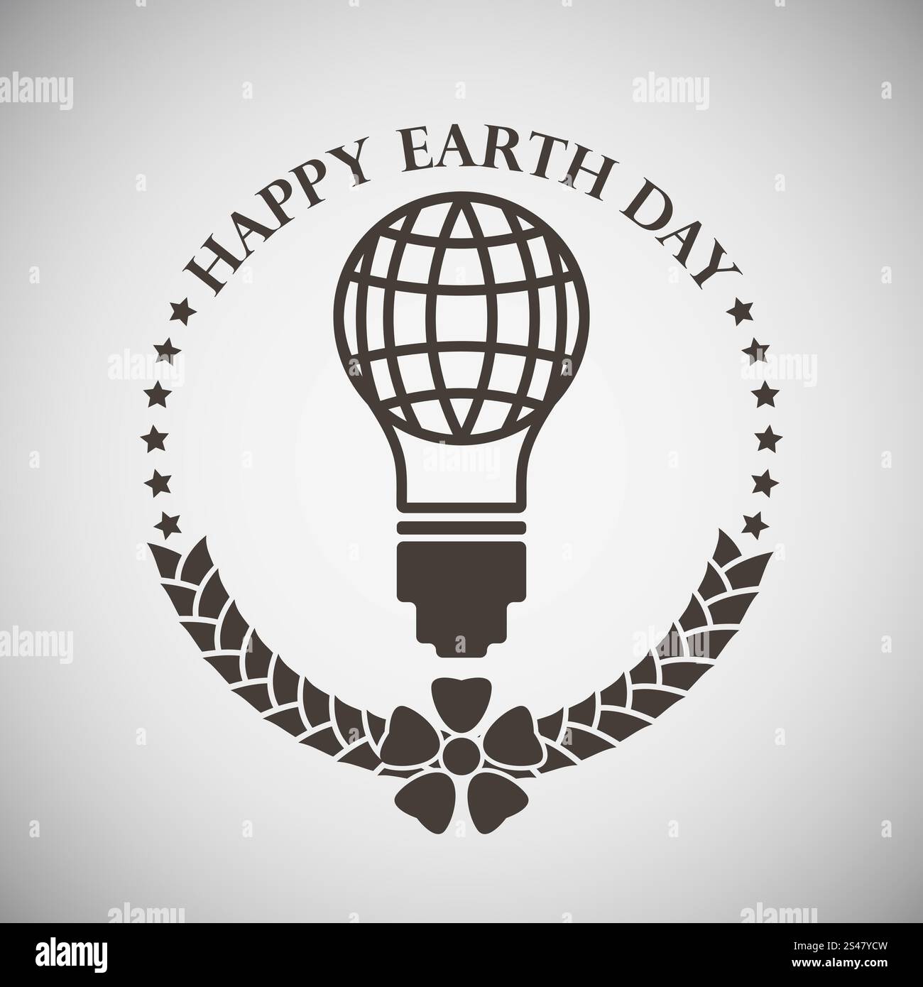 Earth day emblem with planet inside electric bulb. Vector illustration ...