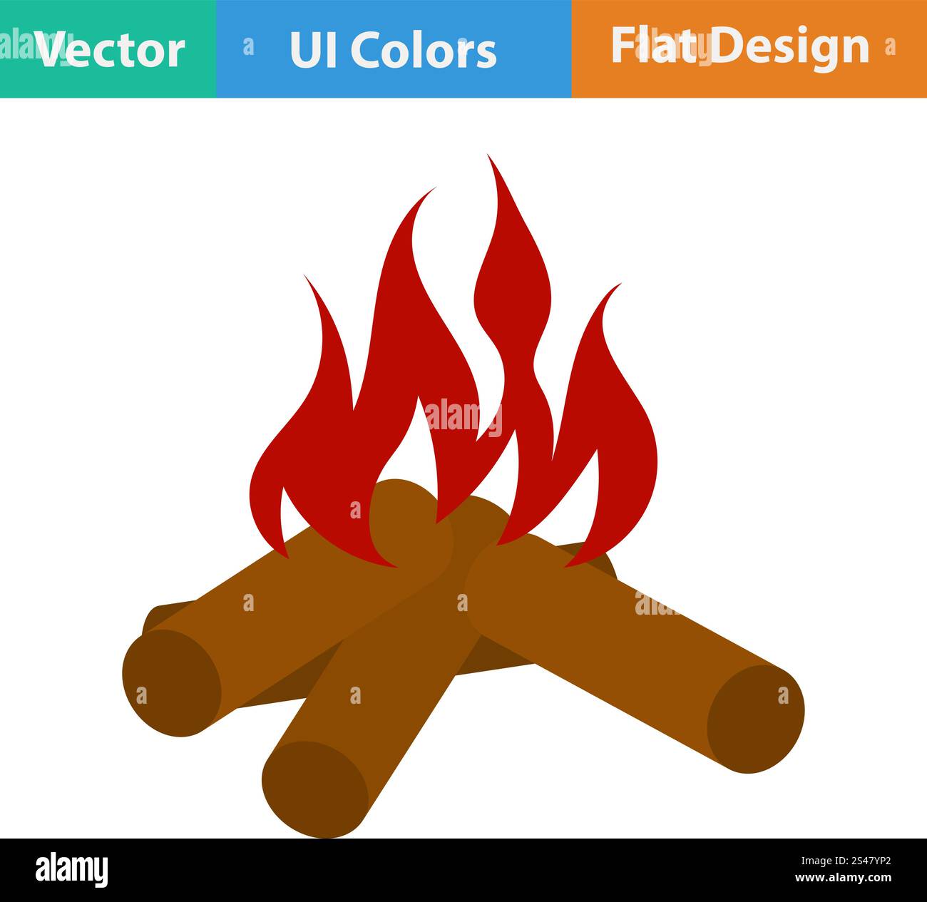 Flat design icon of camping fire in ui colors. Vector illustration ...