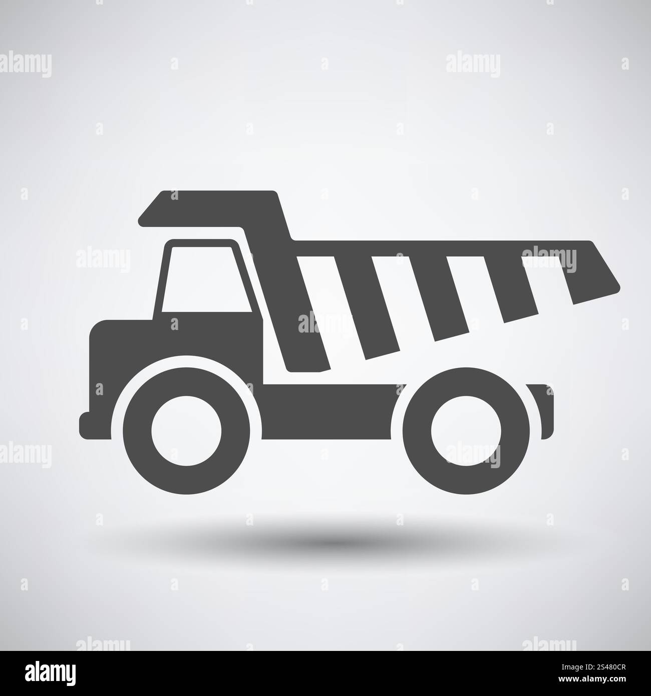 Tipper car icon on gray background with round shadow. Vector ...
