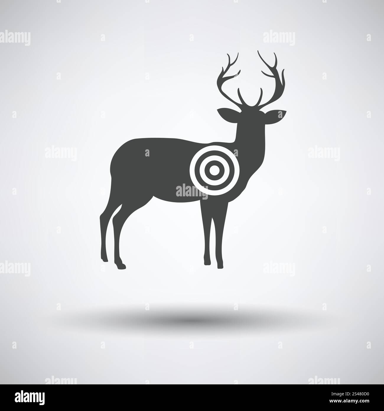 Deer silhouette with target icon on gray background with round shadow. Vector illustration Stock ...